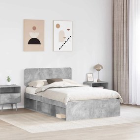 Rám postele s čelo Beton 120 x 190 cm Masivní borové dřevo 3412108