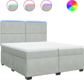 Box spring postel s matrací světle šedá 200x200 cm samet 3293296
