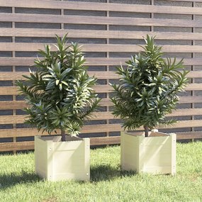 Zahradní truhlíky 2 ks bílé 31 x 31 x 31 cm masivní borovice