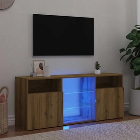 TV stolek s LED dub artisan 120 x 30 x 50 cm kompozitní dřevo