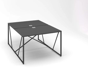 Psací stůl Dvoumístný Lenza PROX 118/80 Dekor stolové desky: černý grafit, Barva podnože: černá