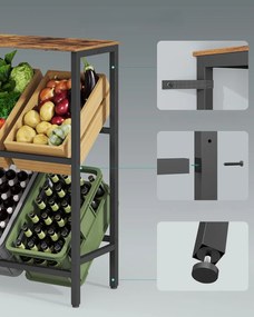 Kuchyňský regál na přepravky Jogin 105,4 cm černý/hnědý