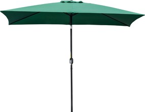 Outsunny Hliníkový Slunečník 195x295x253 cm Obdélníkový Zahradní Slunečník s Kličkou a Odnímatelným Sloupem pro Terasu, Bazén, Patio, Venku Zelený | A