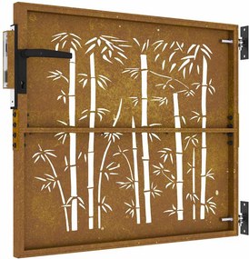 Zahradní branka 85 x 75 cm corten ocel bambusový design 153232