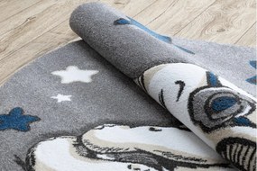 Dywany Łuszczów, Dětský kusový koberec Petit Elephant stars grey kruh, 140x140 (průměr) kruh, šedá, dětský pokoj