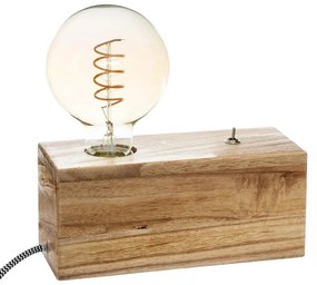 Stolní lampa na dřevěné podstavě TIBU hnědá