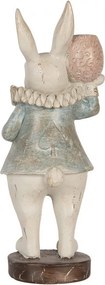 Dekorace figurka svícen králík v modrém kabátku - 11*10*29 cm