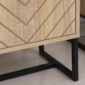 HOMCOM Kuchyňský Kredenc s 2 Dveřmi a Policemi - Úložný Kabinet pro Jídelnu, Obývací Pokoj a Ložnici, Moderní Styl 80x29,5x80 cm Přírodní Dřevo a Čer…