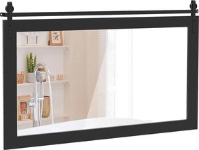 Costway Obdélníkové zrcadlo s dřevěným rámem Nerozbitné nástěnné zrcadlo
