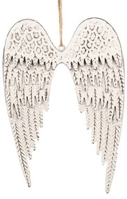 Bílá antik dekorativní závěsná křídla M - 19*12 cm