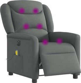Elektrické masážní polohovací křeslo tmavě šedé textil 3303185