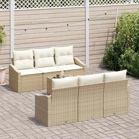 Set pohovek 7 ks Béžová a krémová polyratan 3346611