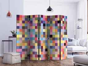 Pokojová zástěna Celé spektrum barev II (5-dílný) - geometrické mnohobarevné mozaiky