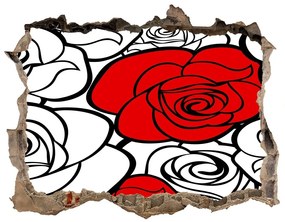 Wallmuralia Nálepka 3D díra na zeď samolepící Růže 95x64 cm