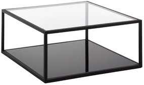 DNYMARIANNE -25% Černý kovový konferenční stolek Kave Home Blackhill 80 x 80 cm se skleněnou deskou