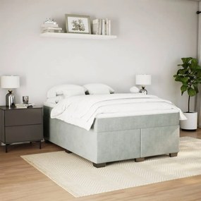 Box spring postel s matrací světle šedá 160x200 cm samet 3285293