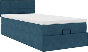 Osmanský rám postele s matrací tmavě modrá 100x200cm samet 3312606