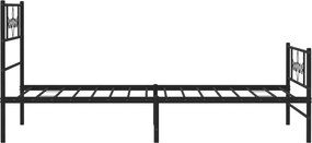 vidaXL Kovový rám postele s hlavovým a nožním čelem 100 x 190 cm [355279] Barva: Černá
