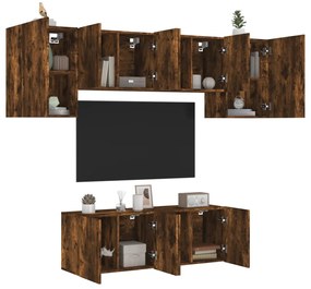 6dílná obývací stěna kouřový dub kompozitní dřevo - Default Title