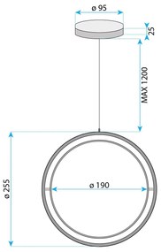Toolight Toolight, závěsné LED svítidlo 26cm, 4000K, APP1791-CP, zlatá matná, OSW-06068