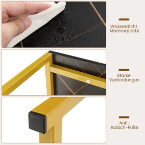 Costway Moderní stolek do chodby 120 cm s mramorovým vzhledem a zlatým kovovým