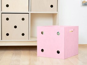 Benlemi Dřevěný úložný box DICE s čísly ve stylu hrací kostky Zvolte barvu: Růžová, Zvolte variantu: Čtyřka