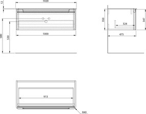 Sapho Kerala koupelnová skříňka 100 x 35 x 47,5 cm pod umyvadlo 1x zásuvka siena modrá KR100-4242