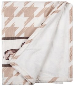 Béžovo - hnědý plyšový pléd s jezevčíky Dachshund Love - 130*170 cm