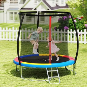 Costway Trampolína Ø244 cm se žebříkem a ochrannou sítí kulatá