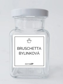 Samolepka na kořenky BRUSCHETTA BYLINKOVÁ bílá 5 × 5 cm základní písmo