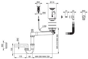 Deante Andante Flush, granitový dřez 780x490x194 mm, 3,5" + prostorově úsporný sifon, 1-komorový, černá, ZQN_N11F