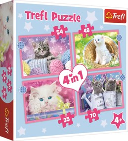 Puzzle trefl puzzle veselé kočičky 4v1 (35,48,54,70 dílků)