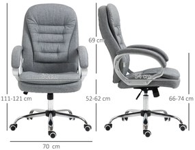 HOMCOM Kancelářská židle Vinsetto ergonomická s nastavitelnými područkami, výškově nastavitelná, houpací funkce, černá, len, 64x75x111-121 cm | Aosom…