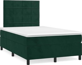 Box spring postel s matrací tmavě zelená 120 x 200 cm samet 3143016