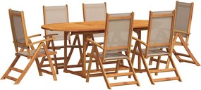7dílný zahradní jídelní set masivní akáciové dřevo a textilen 3279315