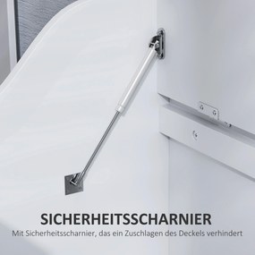 HOMCOM Truhla, Úložná Skříň s víkem, Úložná Truhla s polstrováním, Hračková Truhla, Skříň na zařízení, pro Obývací Pokoj, Ložnici, Bílá, 60 x 38 x 56…