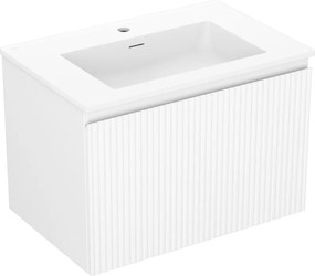 Mexen Rivel, koupelnová skříňka 70 cm s umyvadlem Otis, 1 zásuvka, drážkovaná, bílá matná, 91A20-07047-1-BF01-W18M01