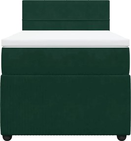 Box spring postel s matrací tmavě zelená 90x200 cm samet 3287653