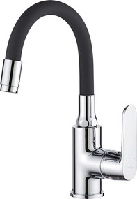 Kuchinox Dima, umyvadlová baterie s flexibilním výtokem h-280, černá-chromová, LAV-BQD_021B