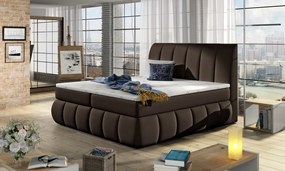 Kontinentální postel Boxspring RAVIOLI hnědá ekokůže 160x200cm