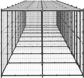 vidaXL Venkovní psí kotec se střechou pozinkovaná ocel 21,78 m² [3082256] Barva: Černo-stříbrný