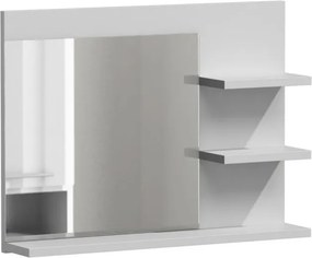 Zrcadlo LUMINUS L3 s poličkami bílá lesk (60 x 50) cm