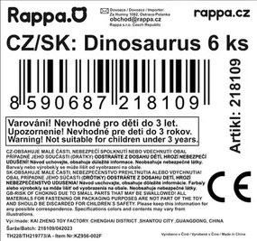 RAPPA Sada dinosaurů v krabičce / Figurky / 6 ks / tvrdá guma / cca 7-