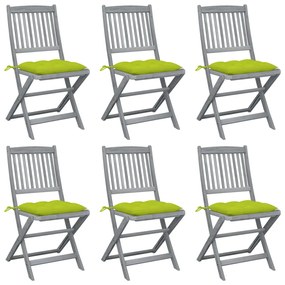 Skládací zahradní židle s poduškami 6 ks masivní akáciové dřevo,  3065460