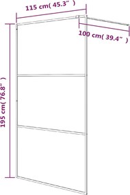 Sprchová zástěna walk-in černá 115 x 195 cm mléčné ESG sklo 152113