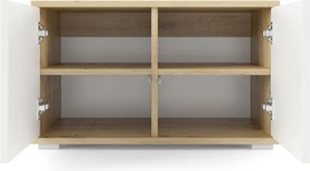 Předsíňový nábytek se sedákem a zrcadlem Sevilla 2 - dub artisan/bílá s čalouněnými panely