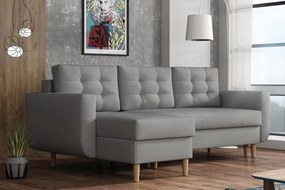 DABEK MEBLE NORDIC II rohová rozkládací sedačka s úložným prostorem šedá 232 x 90 x 138 cm