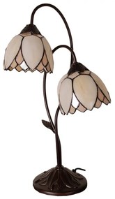 Stolní lampa Tiffany Annabel béžovo hnědá ve tvaru květin – 33x61 cm