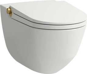 Laufen Cleanet Riva - Elektronický bidet s keramikou, závěsný, Rimless, SoftClose, LCC, bílá/leštěné zlato H8206914010001
