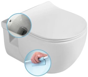 Sapho BRILLA CLEANWASH závěsná WC mísa s bidetovou sprškou, Rimless, 36,5x53cm, bílá - 100612